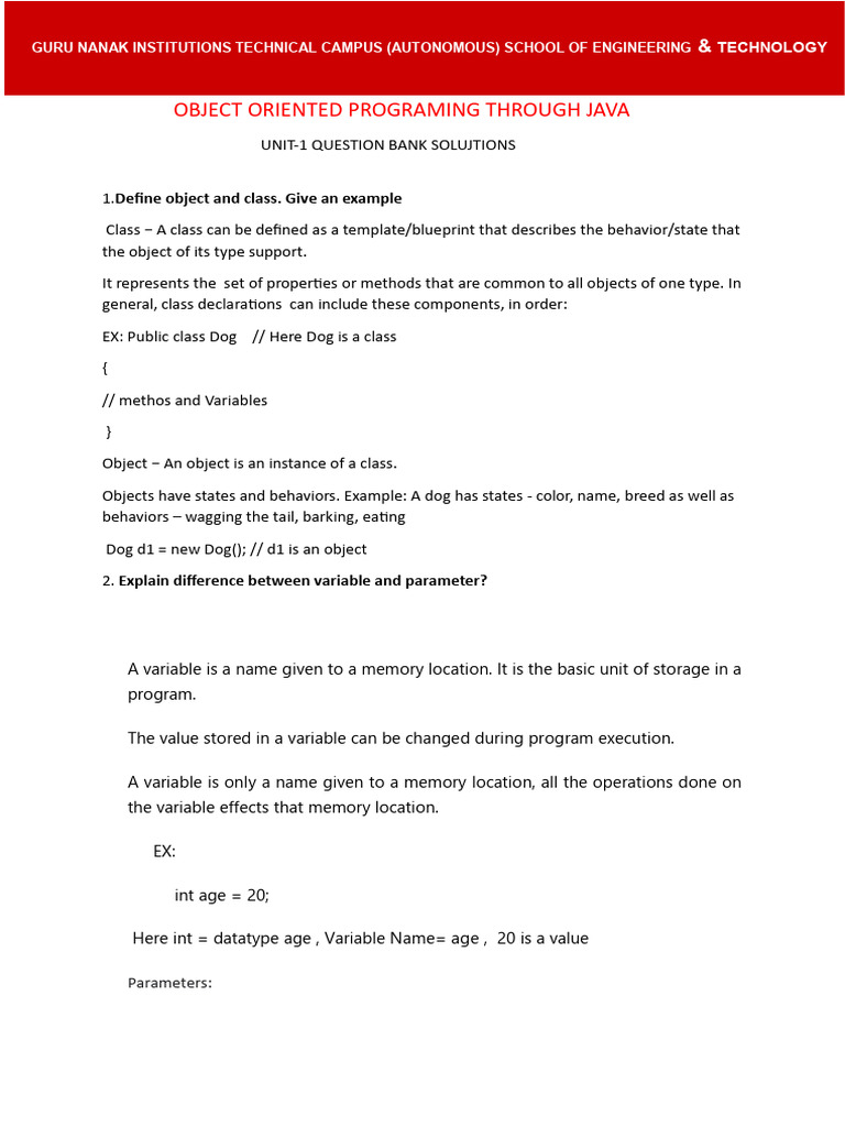 Java Object-Oriented Programming Q&A | PDF | Java (Programming Language) | Java Virtual Machine