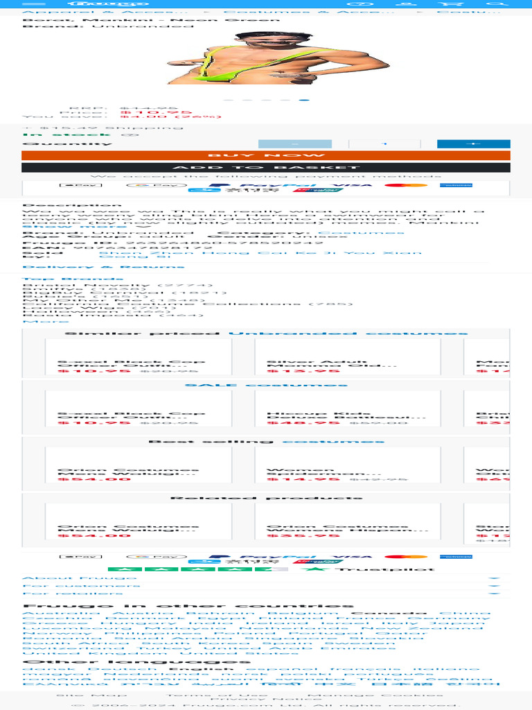 Borat, Mankini - Neon Green Fruugo CA | PDF | Clothing | Fashion
