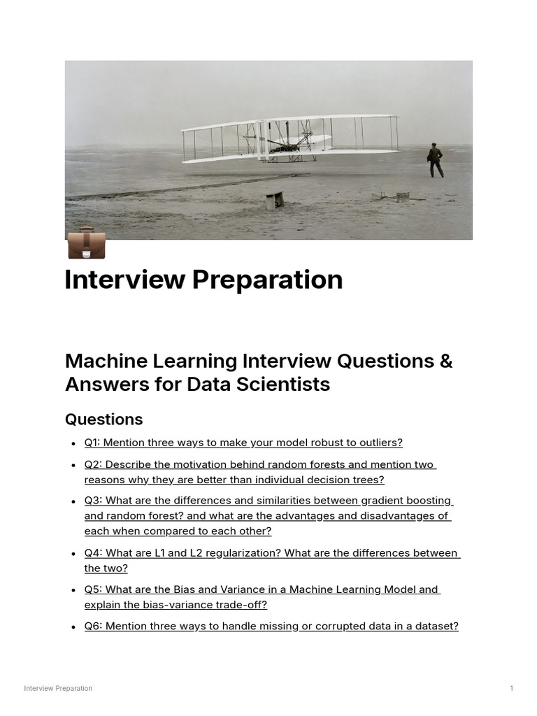 Interview - Preparation-Machine Learning Questions & Answers | PDF | Receiver Operating ...