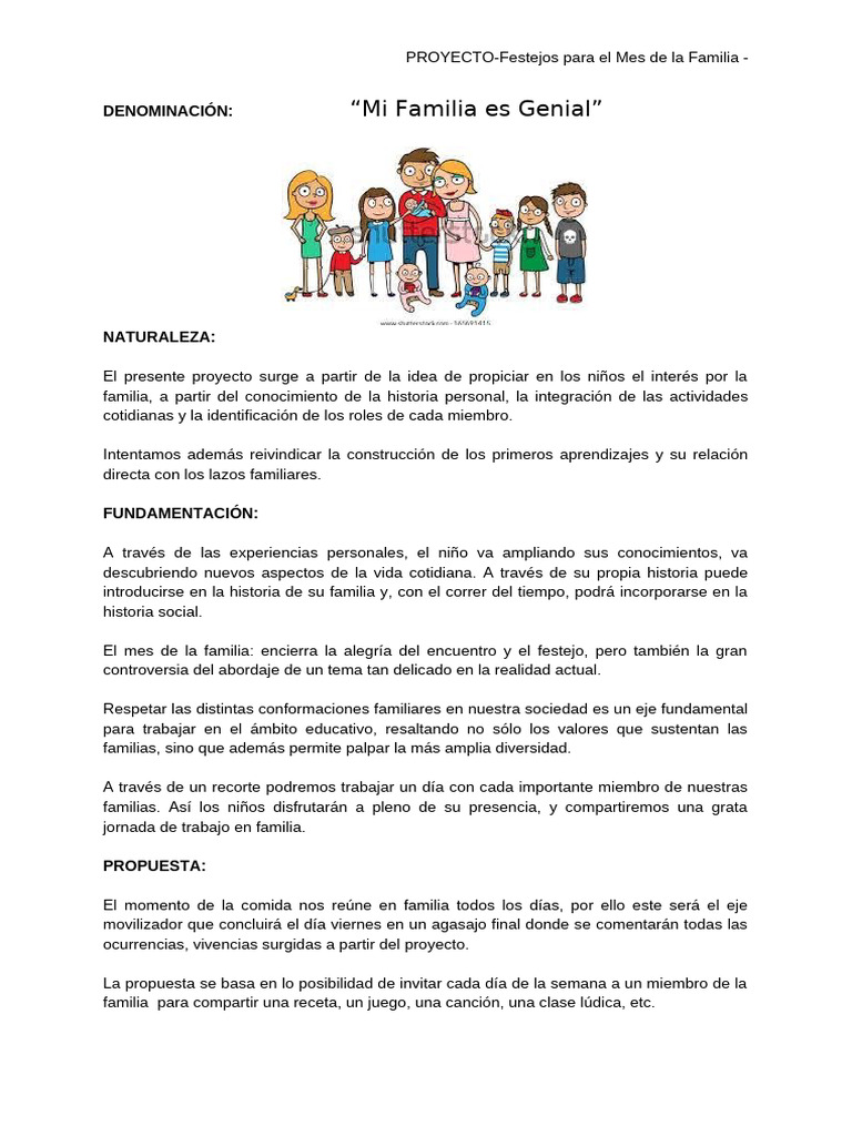 Proyecto Mi Familia Es Genial | PDF