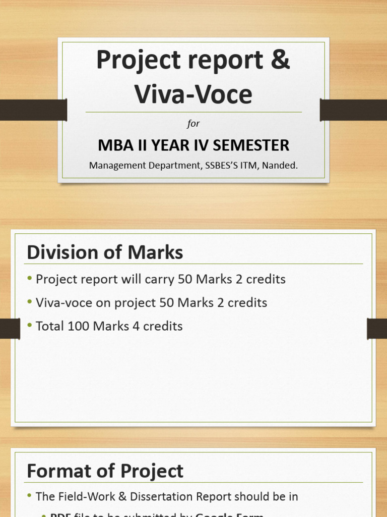 MBA Project Report and Viva Voce Guide | PDF | Thesis