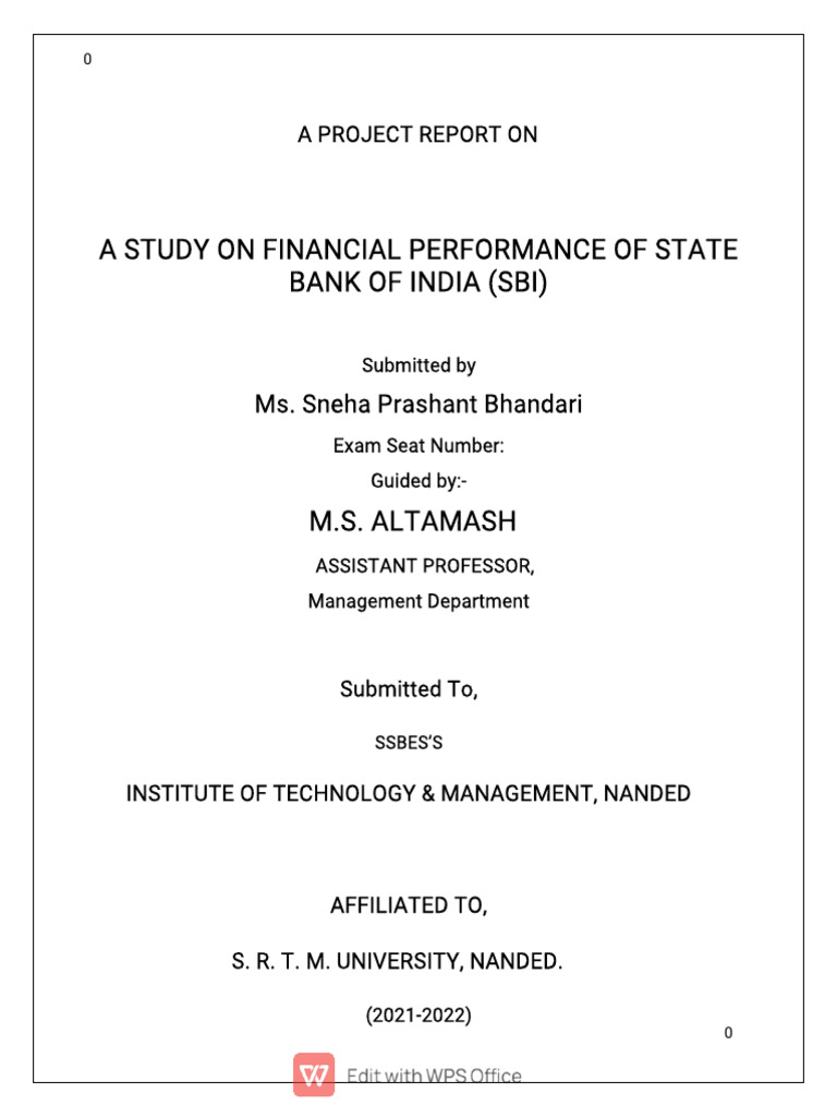 Sbi Project Report | PDF