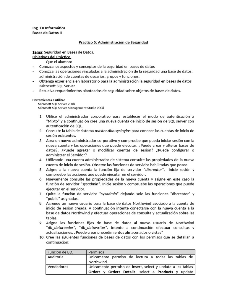 BDII - Practico 5 | PDF | Servidor SQL de Microsoft | Bases de datos