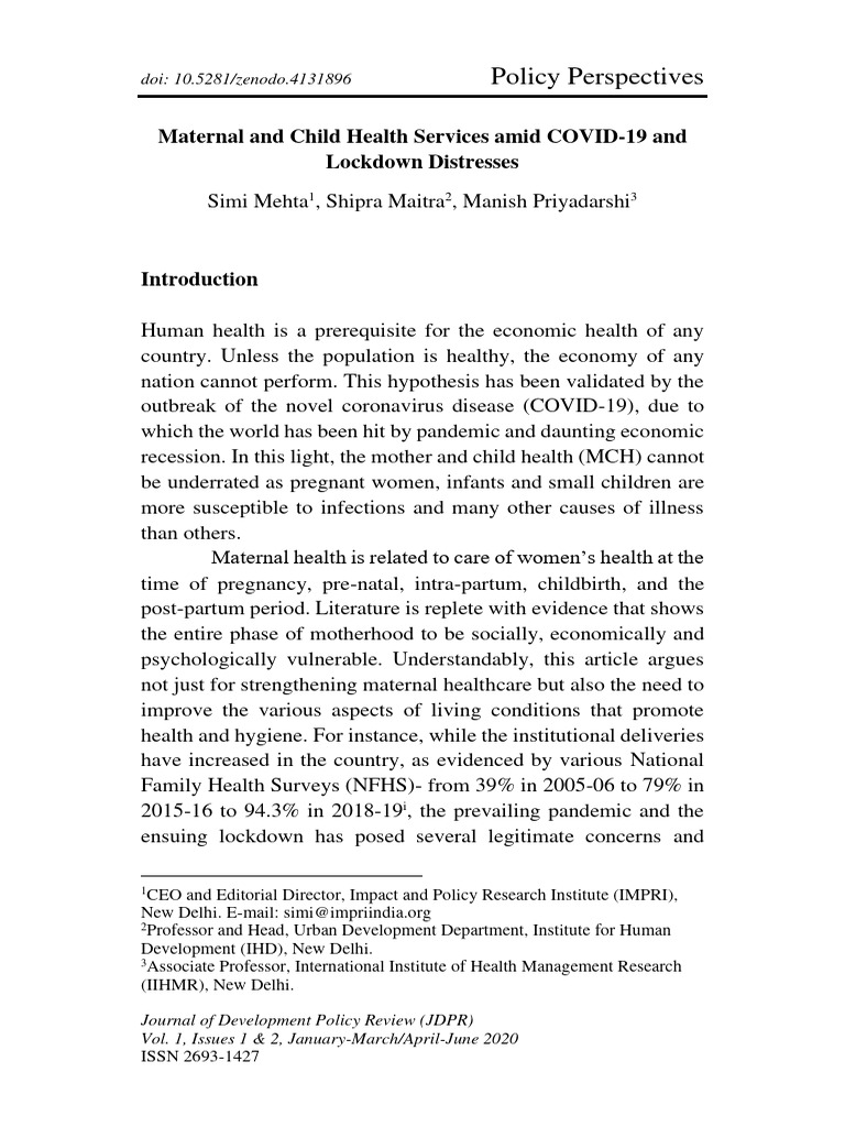 Maternal and Child Health Services Amid A3d2c9d0 | PDF | Maternal ...