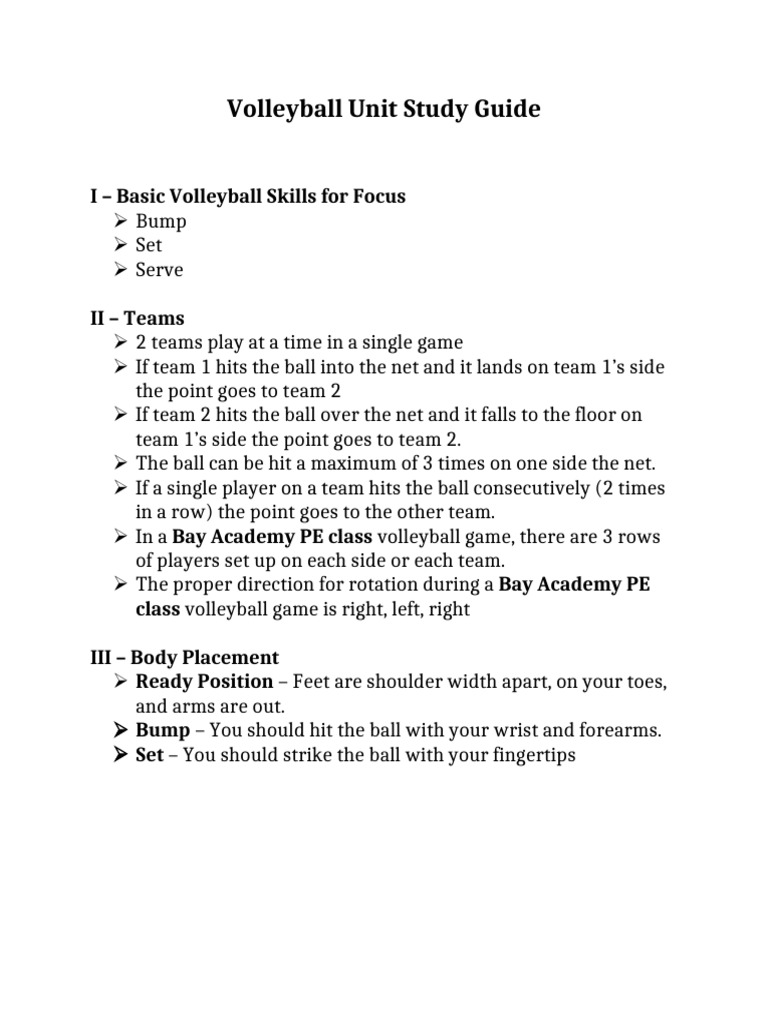 Volleyball Study Guide (6) | PDF