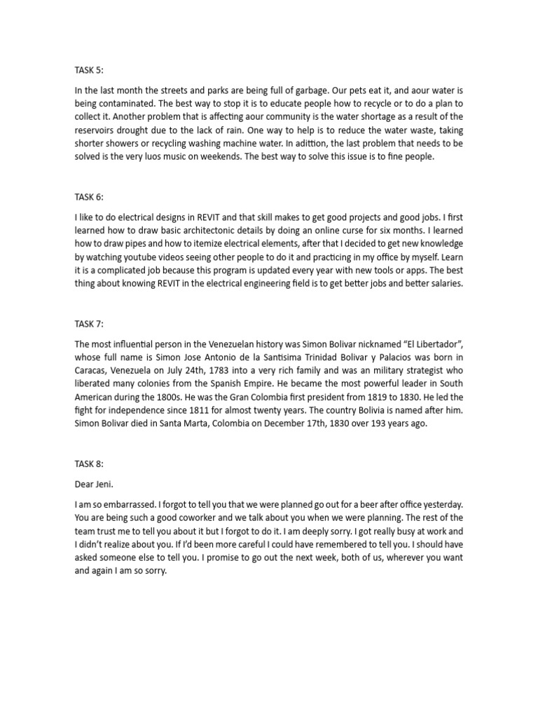 PORTAFOLIO B1 TASK 5 TO 8 | PDF