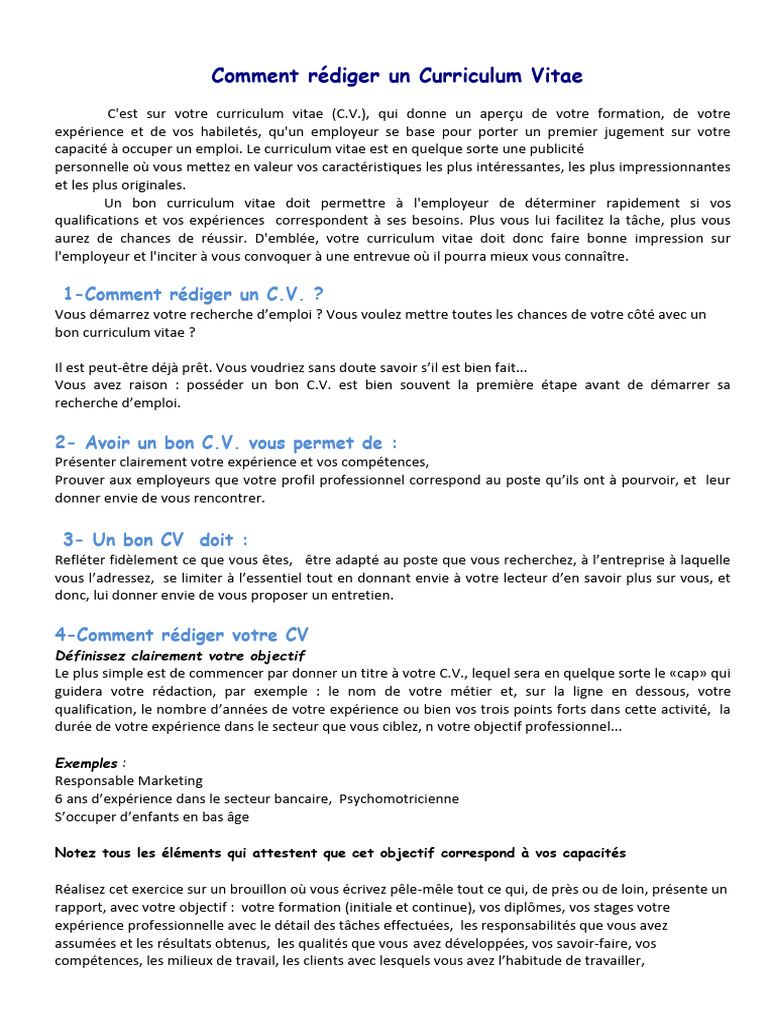 Rédiger un CV efficace | PDF