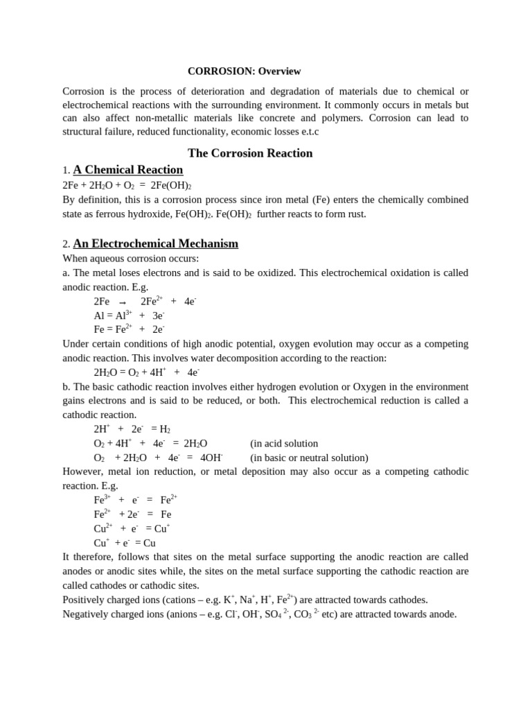 CORROSION OVERVIEW | PDF | Corrosion | Nanomaterials