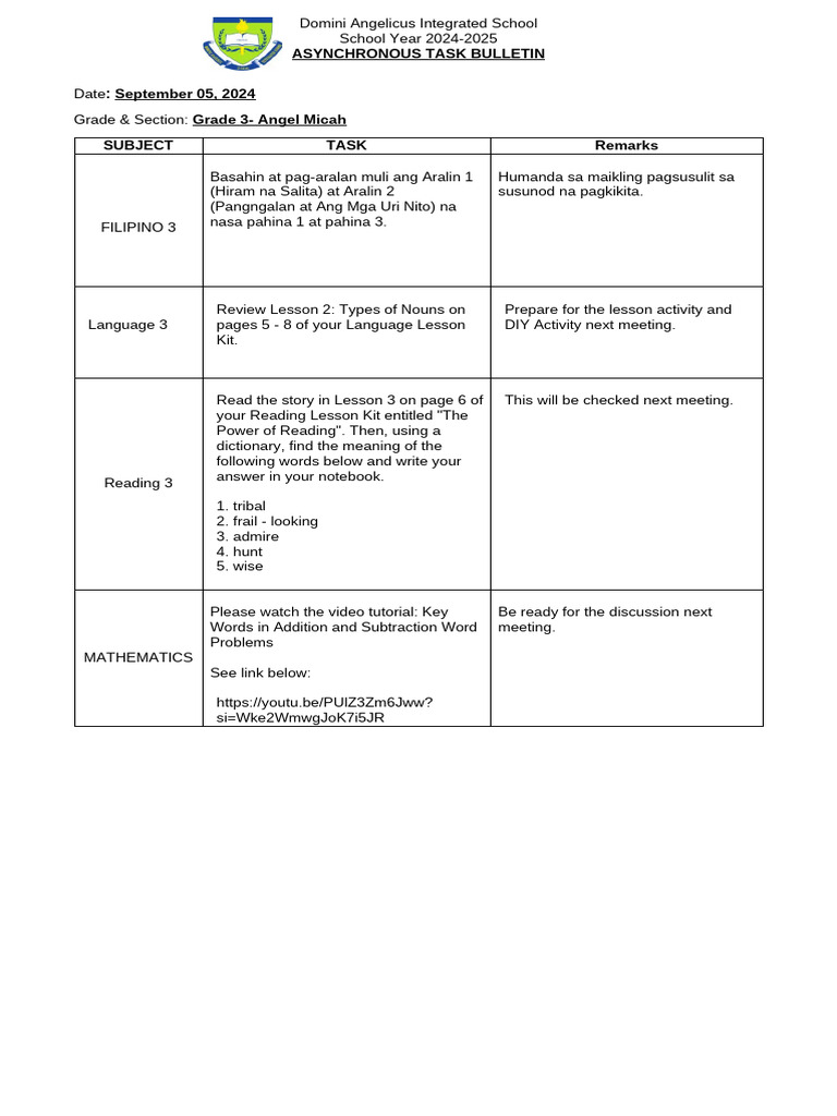 G3 Angel Micah Asynchronous Task September 05 2024 | PDF