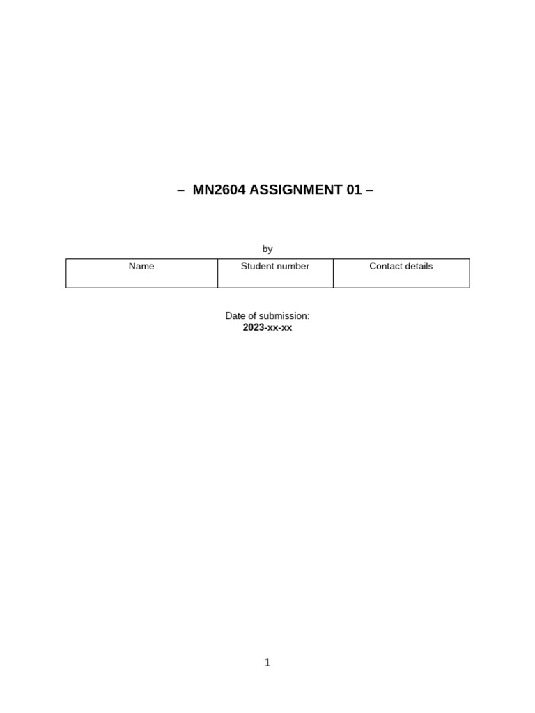 MN2604 ASSIGNMENT 01 TEMPLATE | PDF