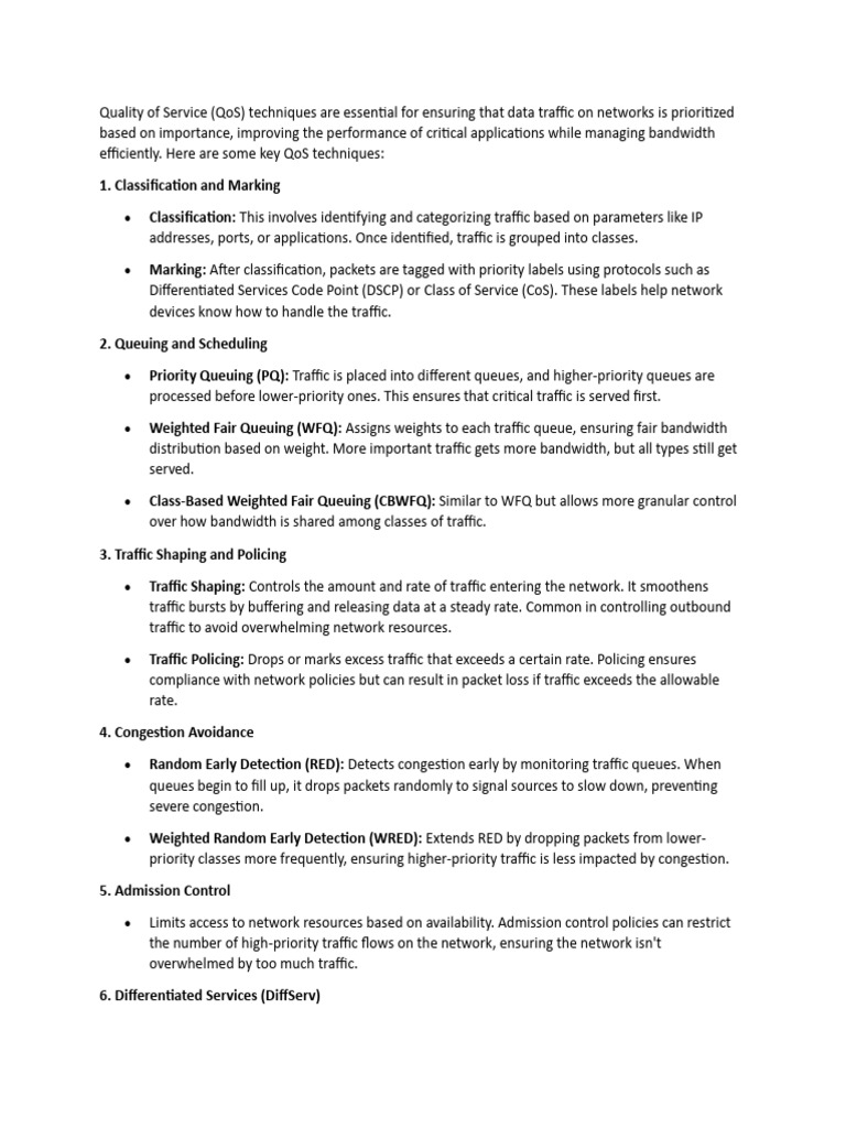 Quality of Service Techniques | PDF | Quality Of Service | Computer Network