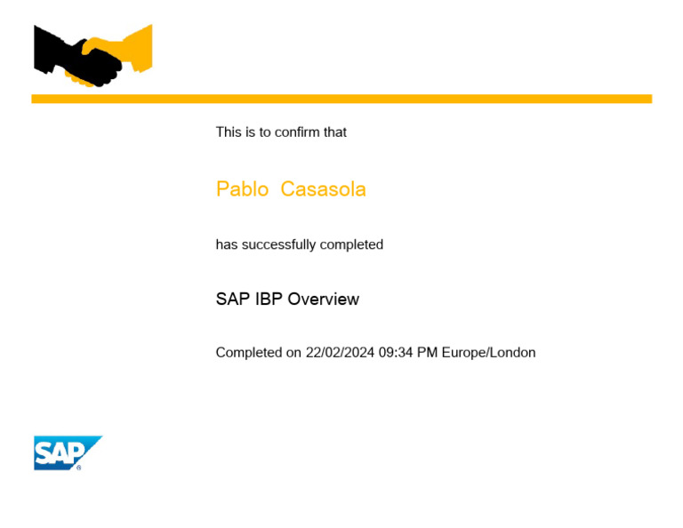 Certificate SAP IBP Overview | PDF