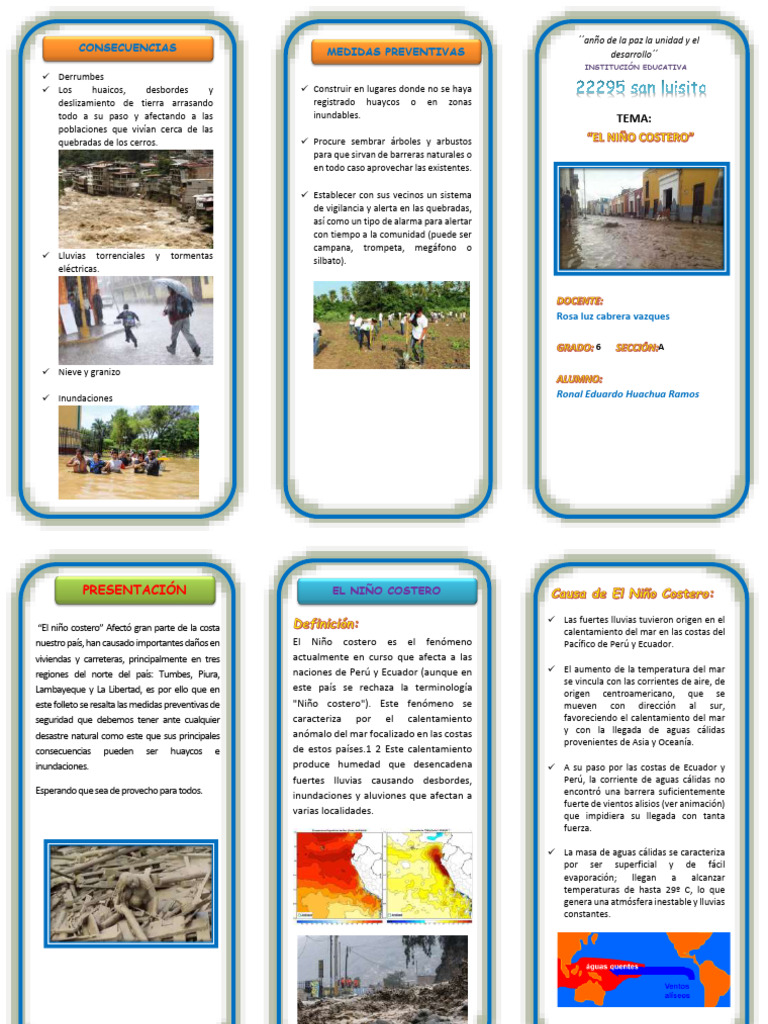 Triptico El Nino Costero | PDF | Ciclones tropicales | Zona tropical