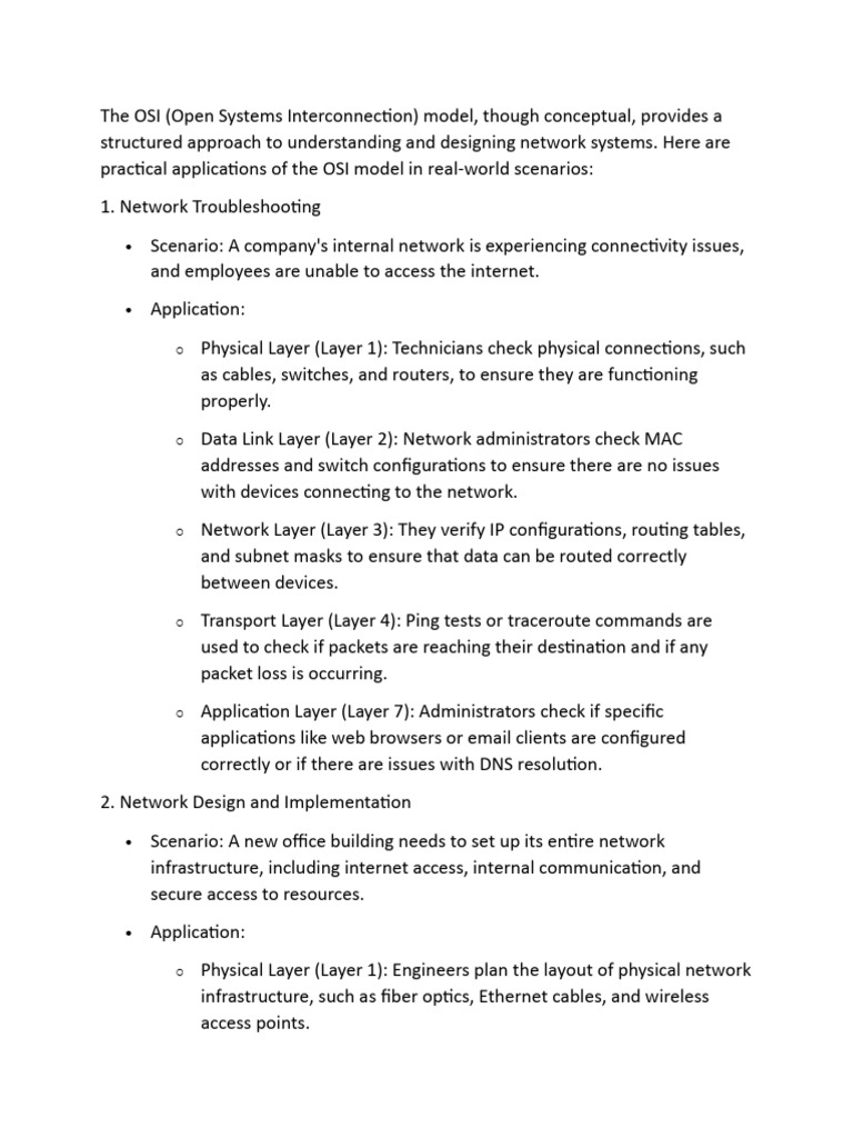 Practical Applications of The OSI Model in Real-World Scenarios | PDF | Computer Network | Osi Model