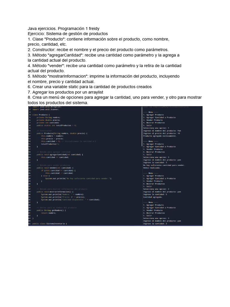 Java ejercicios | PDF | Constructor (Programación Orientada a Objetos) | Programación