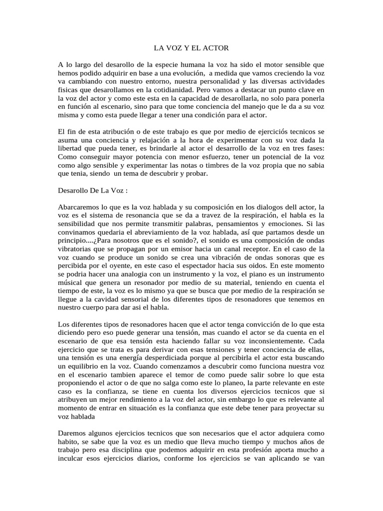 LA VOZ Y EL ACTOR - Cicely Berry | PDF | Sonido