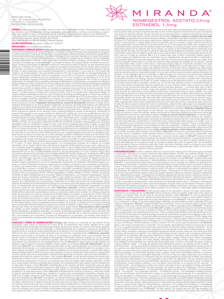 Miranda Prospecto | PDF | Estradiol | Química