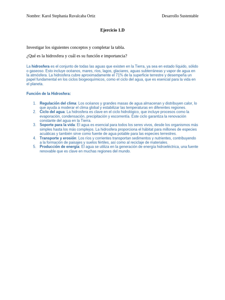 Ejercicio 2.D Desarrollo | PDF | Agua | Tierra