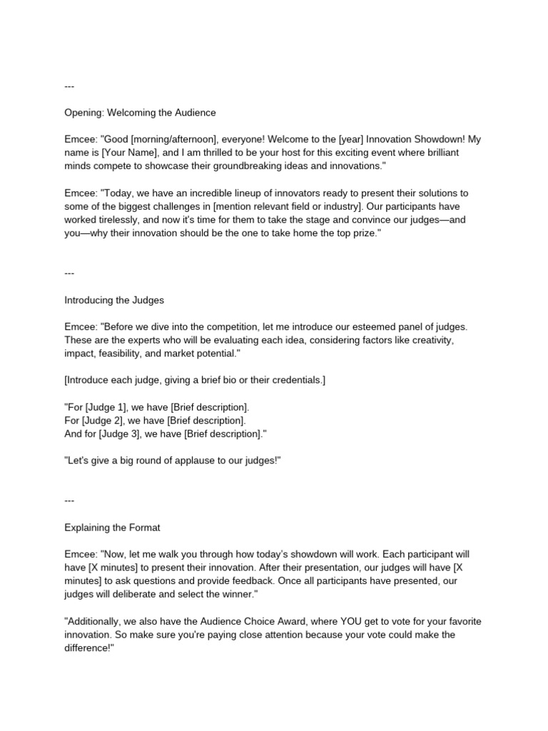 Innovation Showdown Script | PDF | Business | Games & Activities