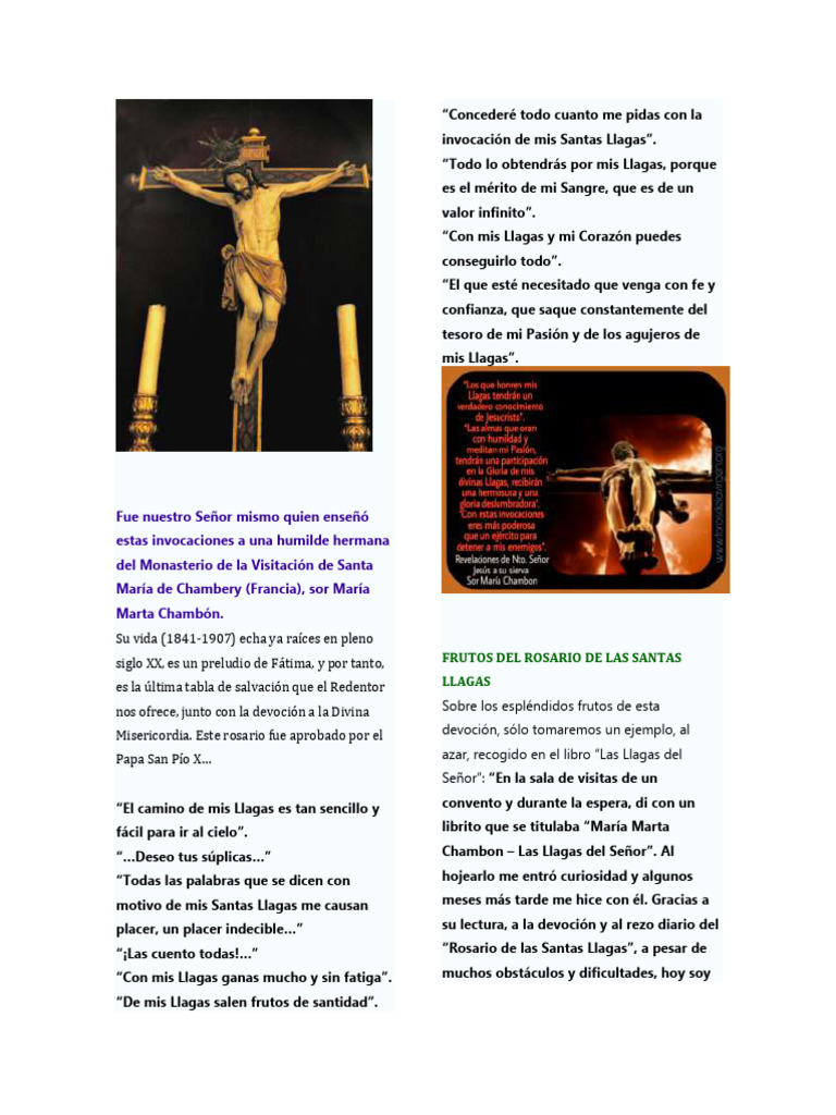 Rosario de las Santas Llagas de Jesús | PDF | Rosario | Oración