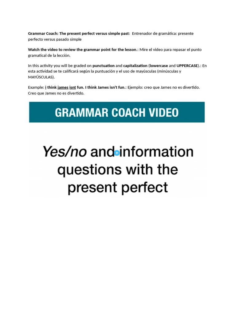 Yes - No and Information Questions With The Present Perfect | PDF ...