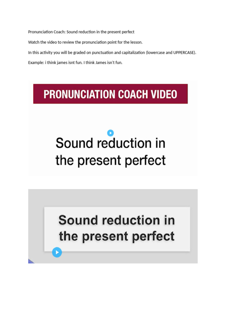 Pronunciation Coach Sound Reduction in The Present Perfect | PDF ...