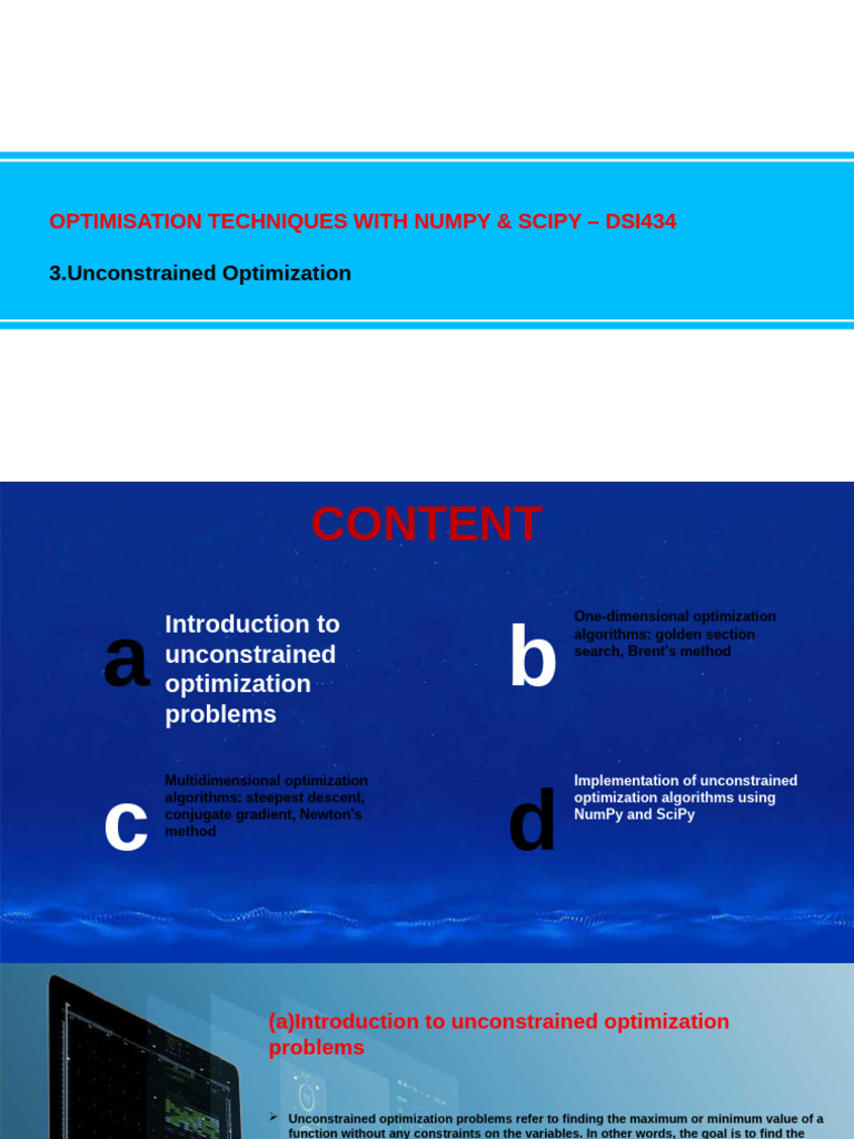 DSI434 Presentation Unconstrained Optimization | PDF | Mathematical ...