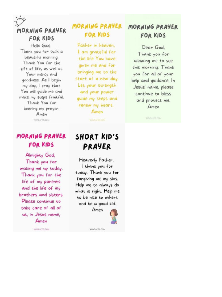 Morning Prayers Kids | PDF