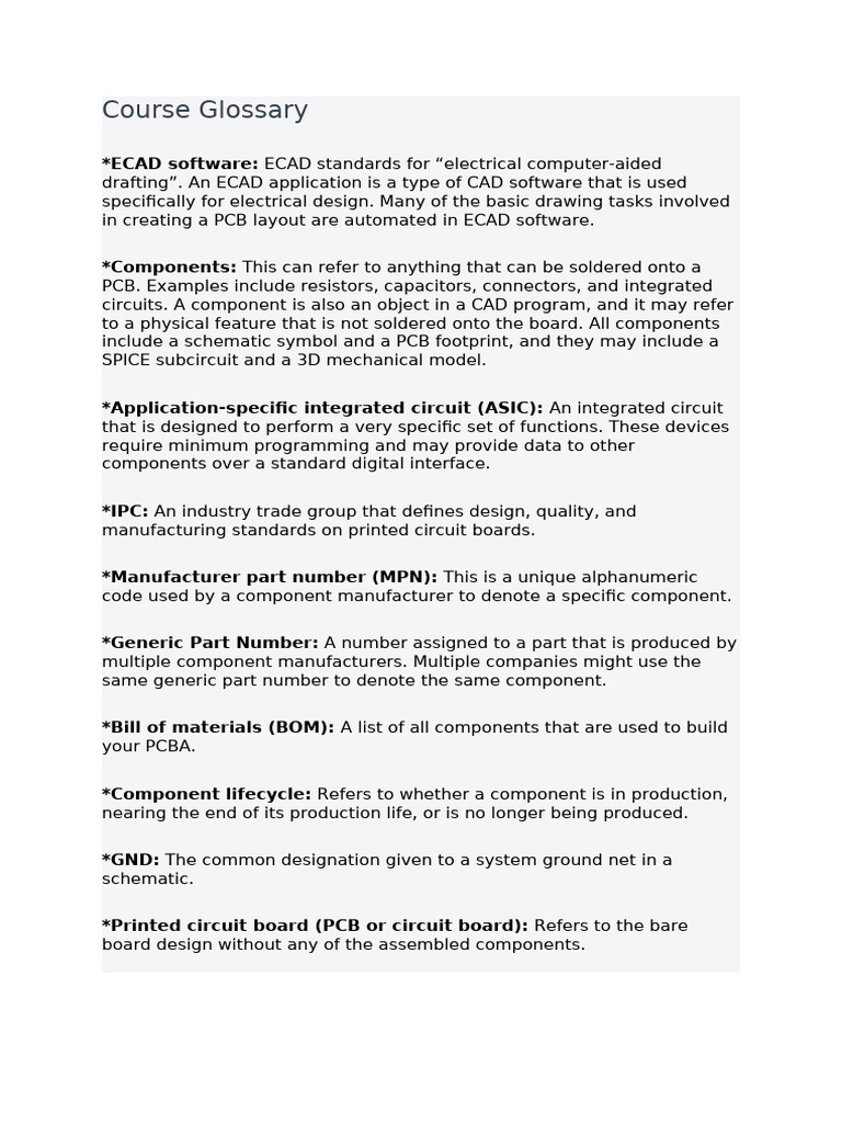 Terminologies | PDF | Printed Circuit Board | Electromagnetic Interference