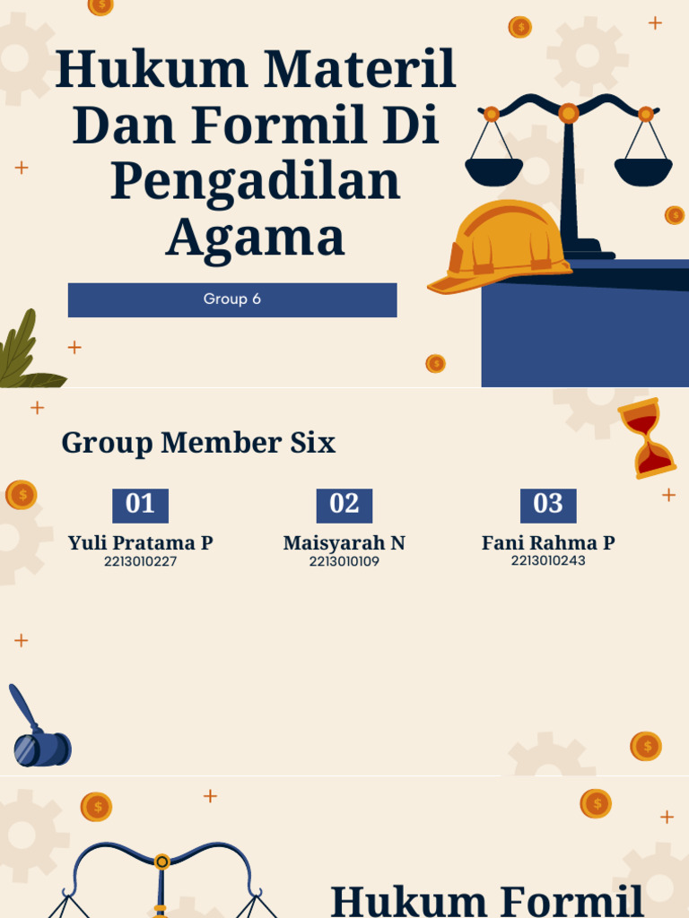Hukum Materil Dan Formil Di Pengadilan Agama: Group 6 | PDF
