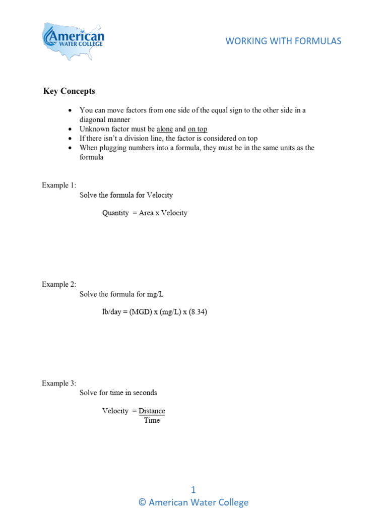 Working With Formulas | PDF | Gallon | Area