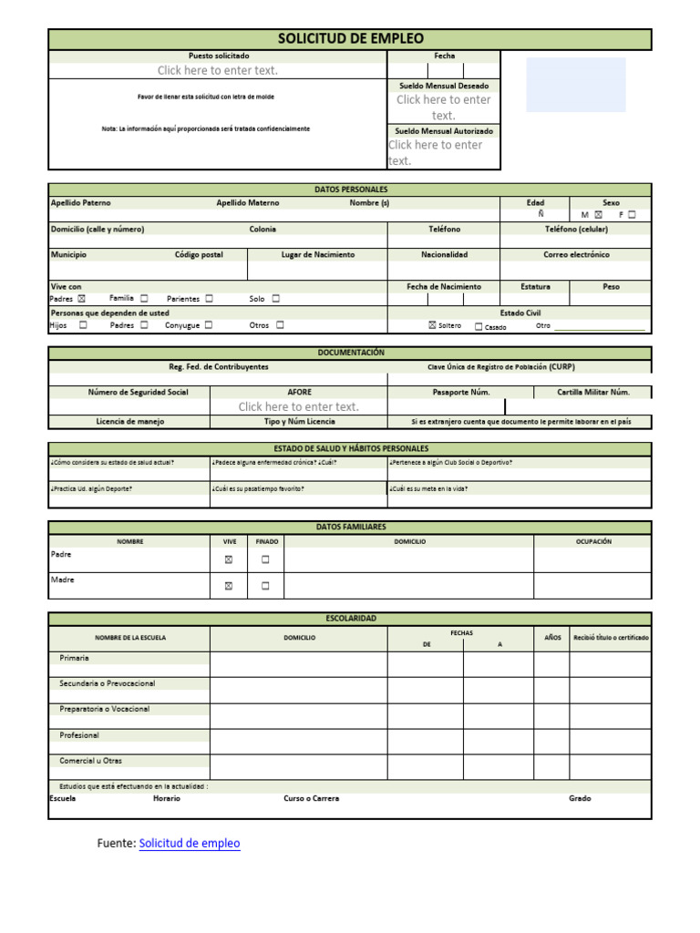 Solicitud de Empleo Detallada | PDF