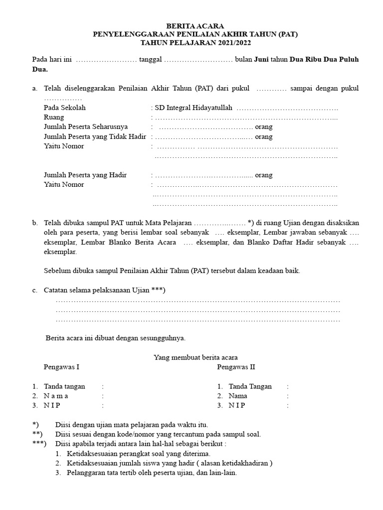 Berita Acara Pat | PDF