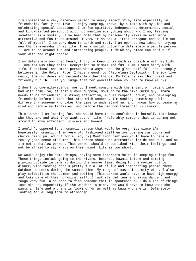 Seeking a Fun, Long-Term Relationship | PDF