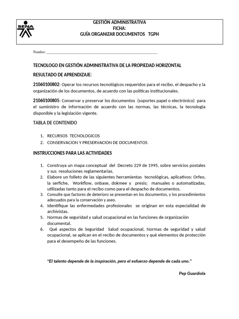 Taller 4 Práctico Organizar Documentos. TGPH | PDF | Negocios ...