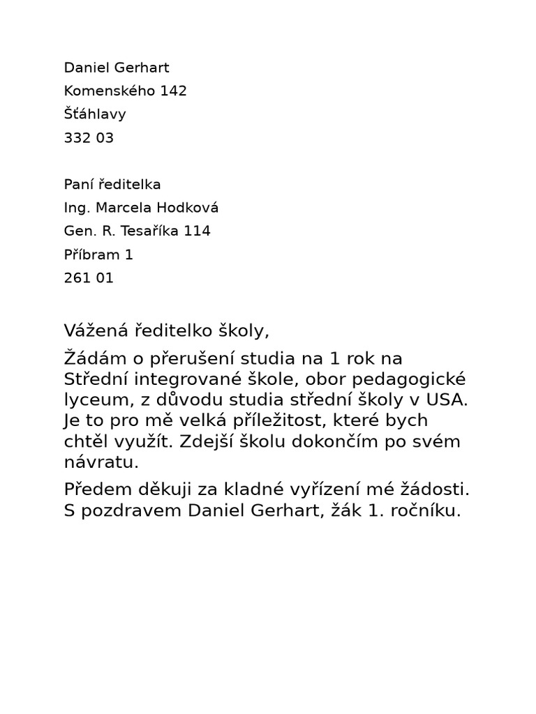 Formální Dopis2 | PDF