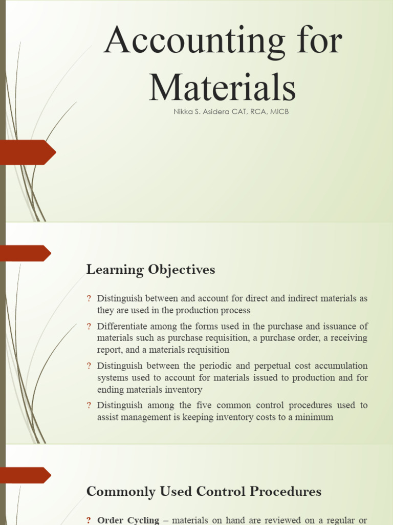 Accounting-for-Materials.pptx (1) | PDF | Inventory | Economies