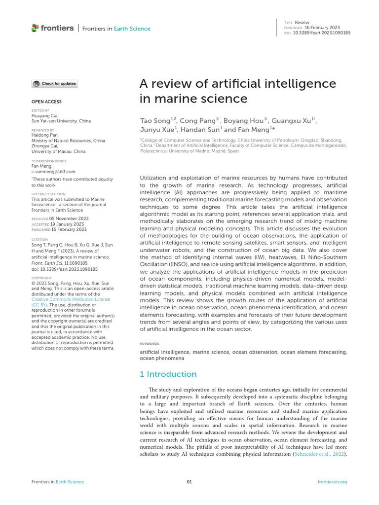 A Review of Artificial Intelligence in Marine Scie | PDF | Artificial ...