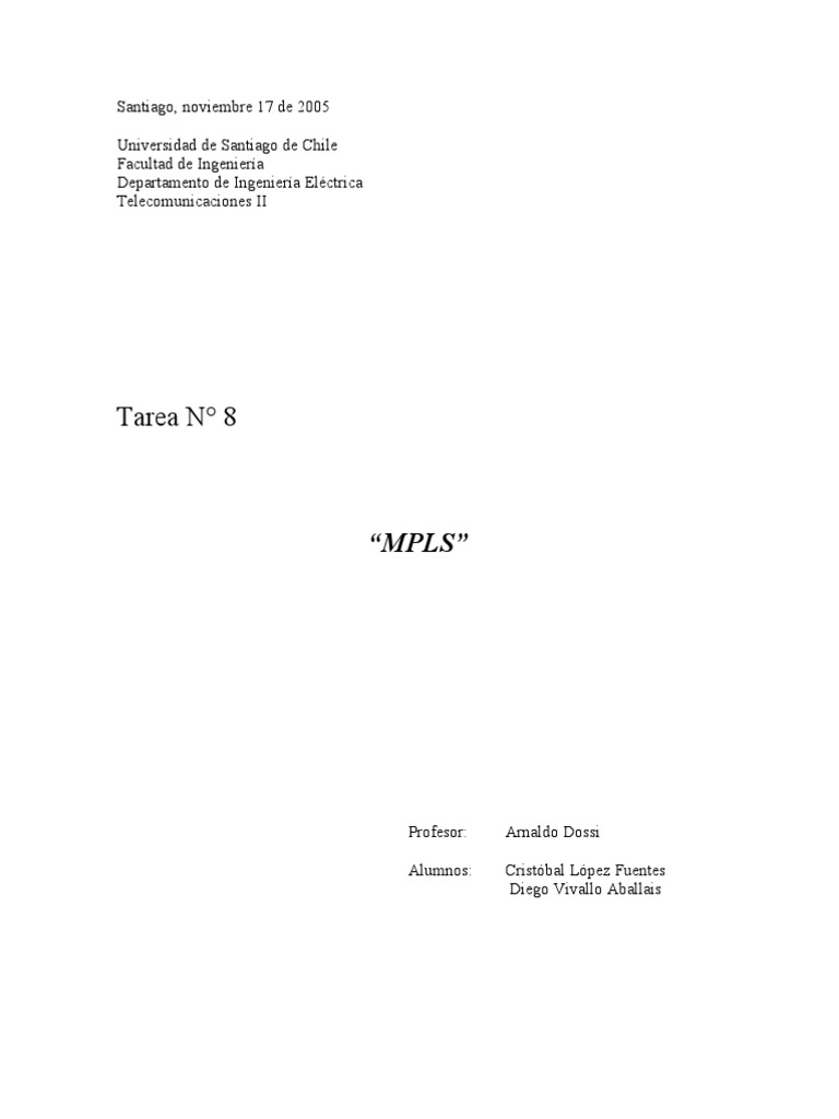 Tarea 8 Mpls Pdf Enrutador Computación Protocolos De Internet