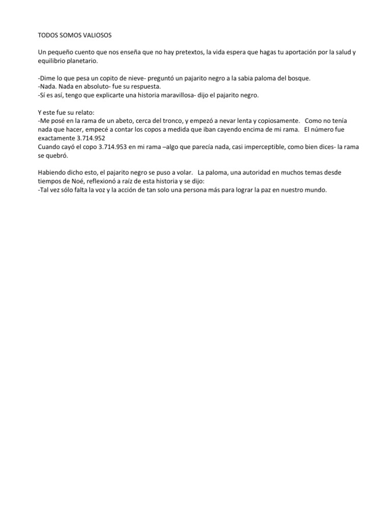 Todos Somos Valiosos | PDF