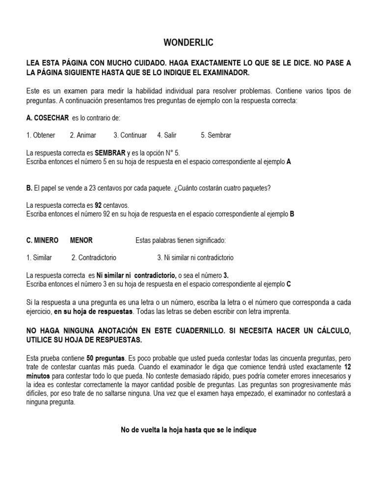 Wonderlic Manual | PDF