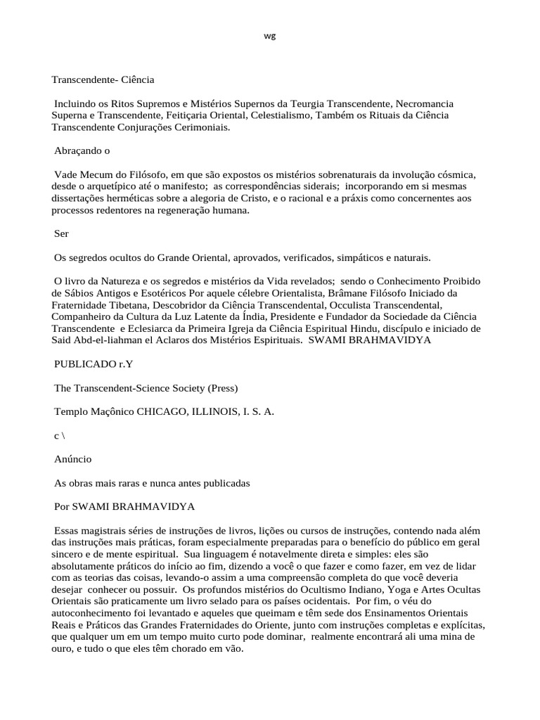 SWAMI BRAHMAVIDYAciencia transcendente | PDF | Misticismo | Deus