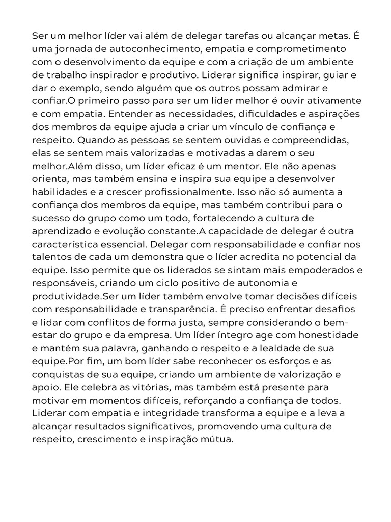 Texto Ser Um Melhor Lider | PDF | Autoajuda