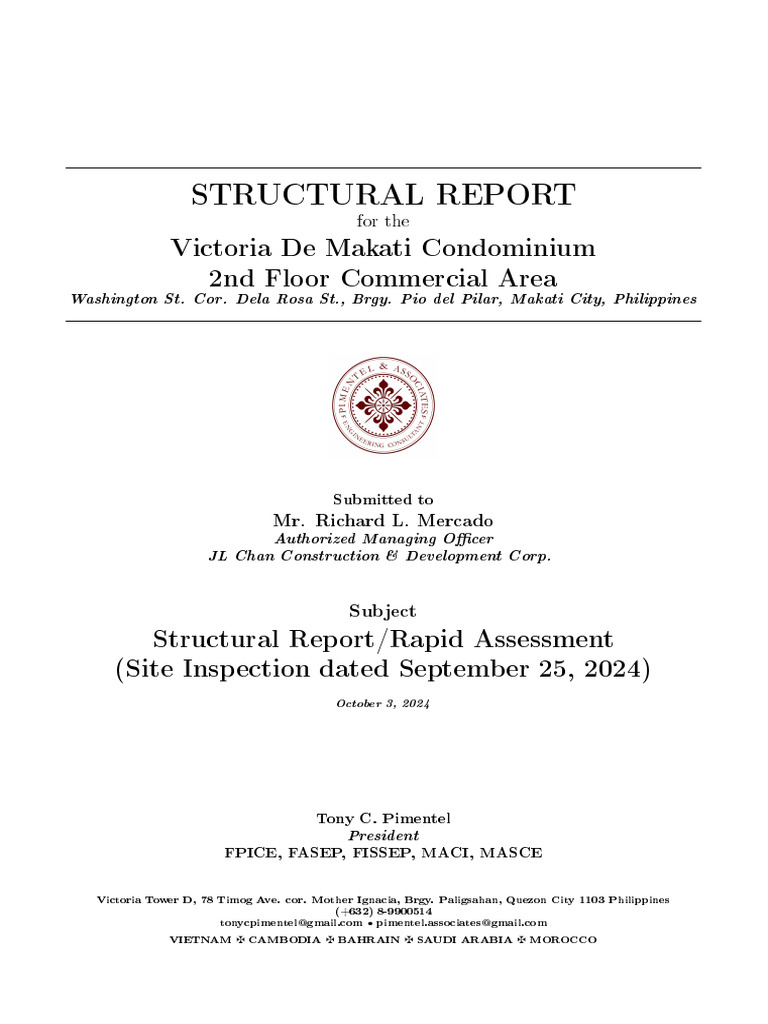 2024-10-03 VD Makati - Report (2F Commercial) | PDF | Concrete | Masonry