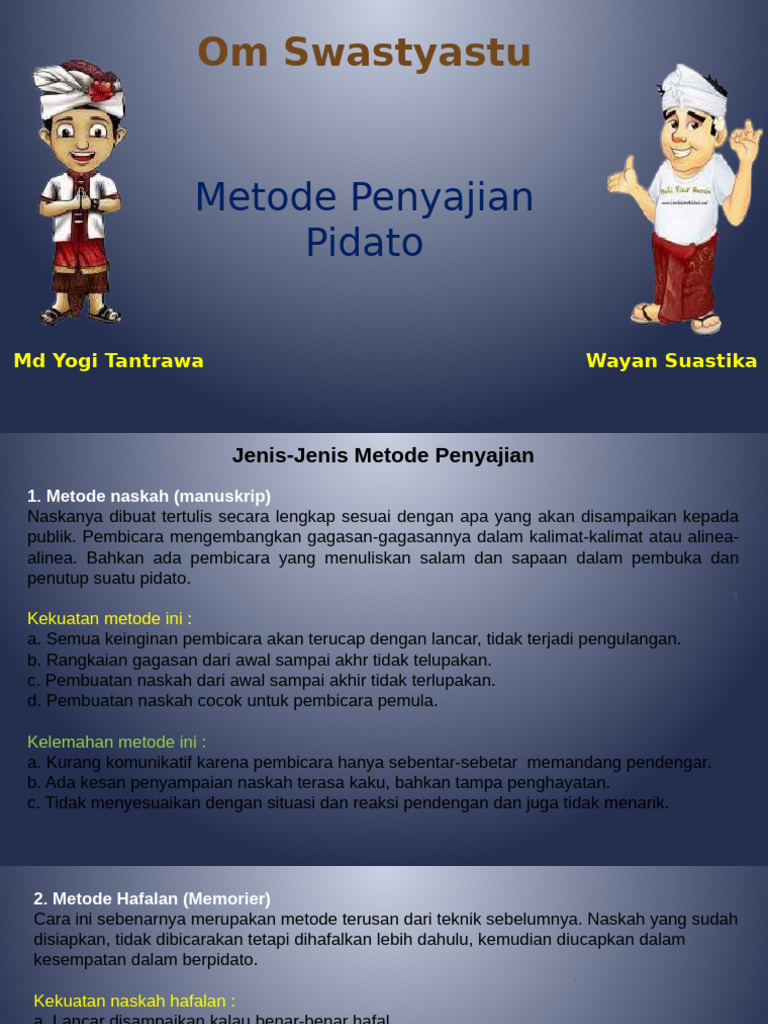 Bab 3 Metode Penyajian Pidato - Yogi Tantrawan | PDF | Karier ...