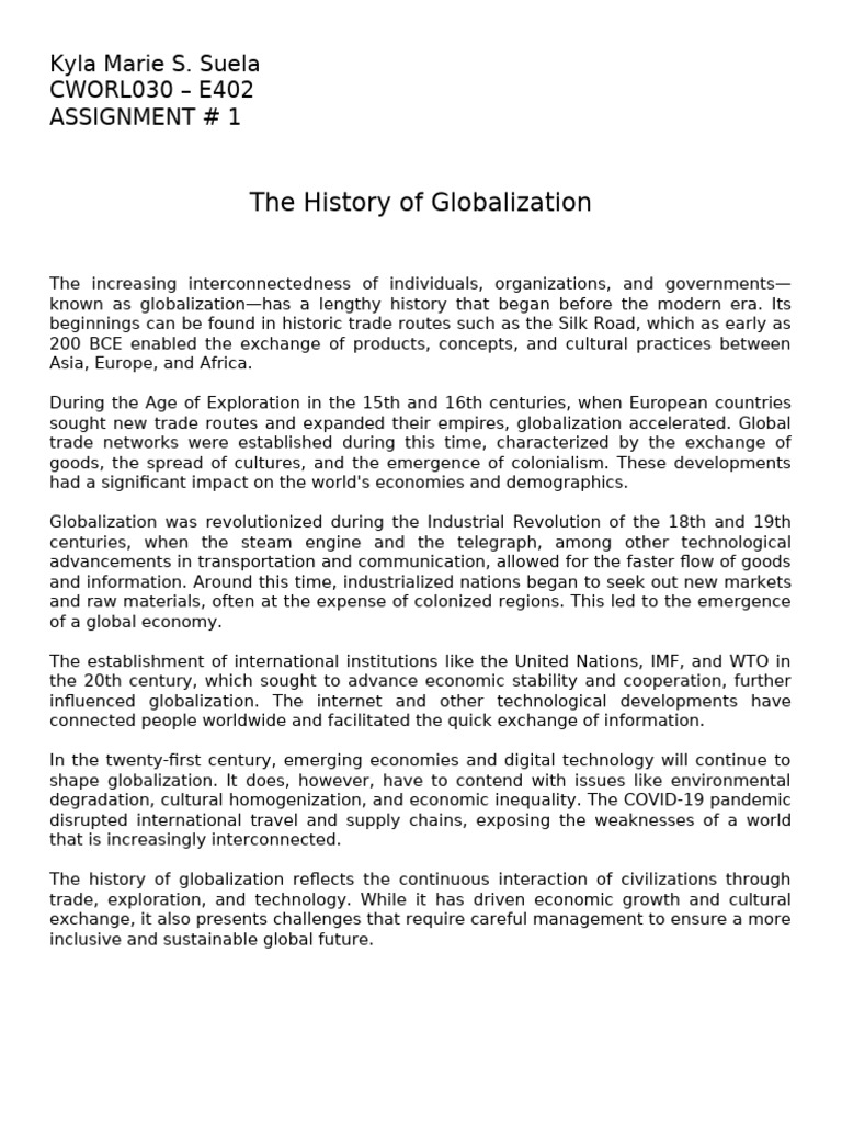 Globalization History | PDF