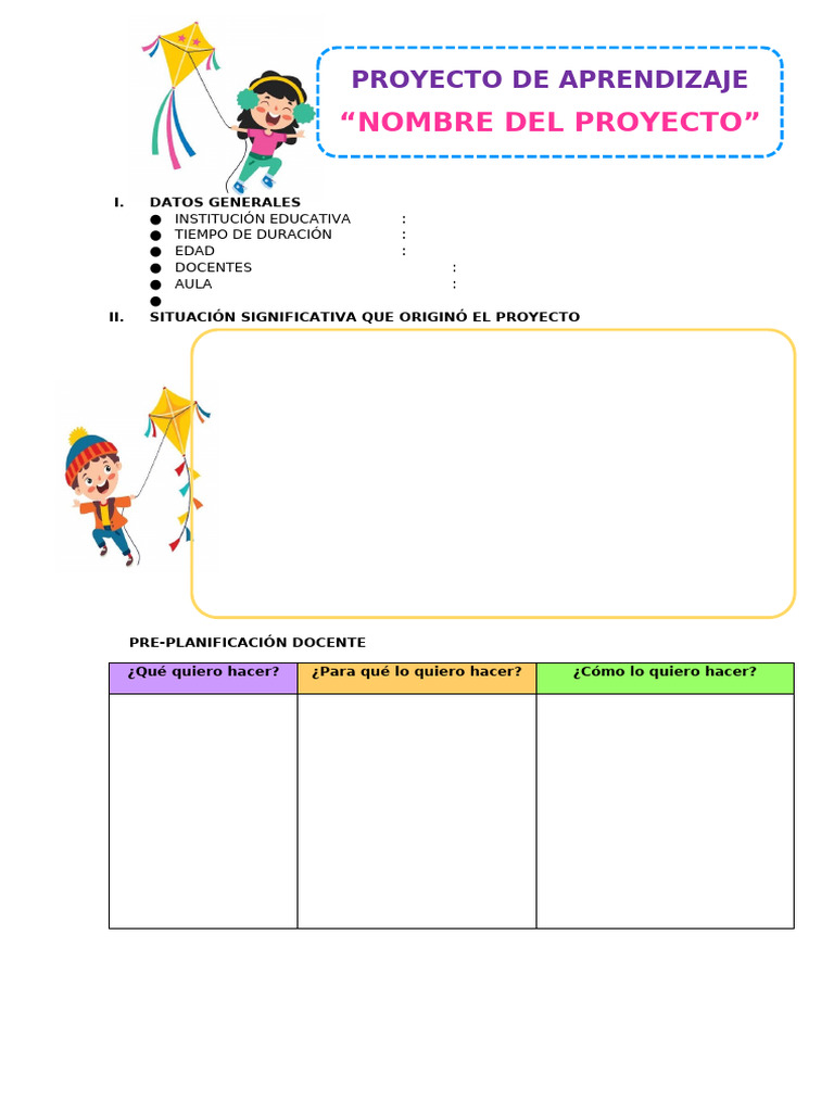 ESQUEMA DE PROYECTO DE APRENDIZAJE | PDF