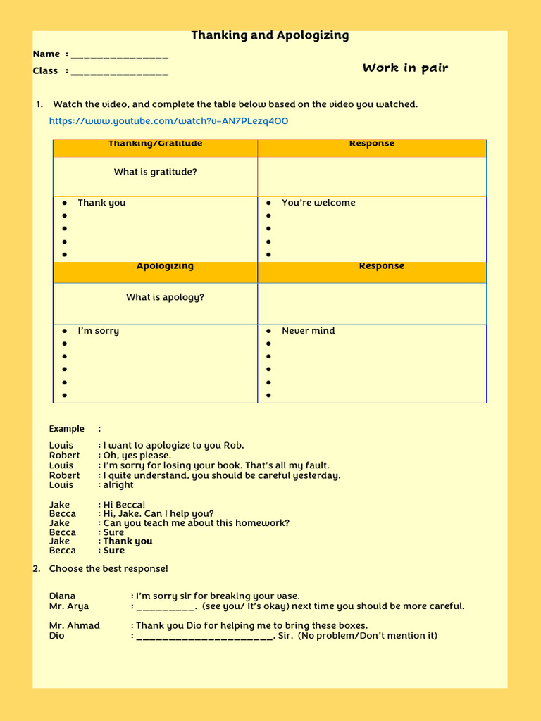 Thanking and Apologizing | PDF