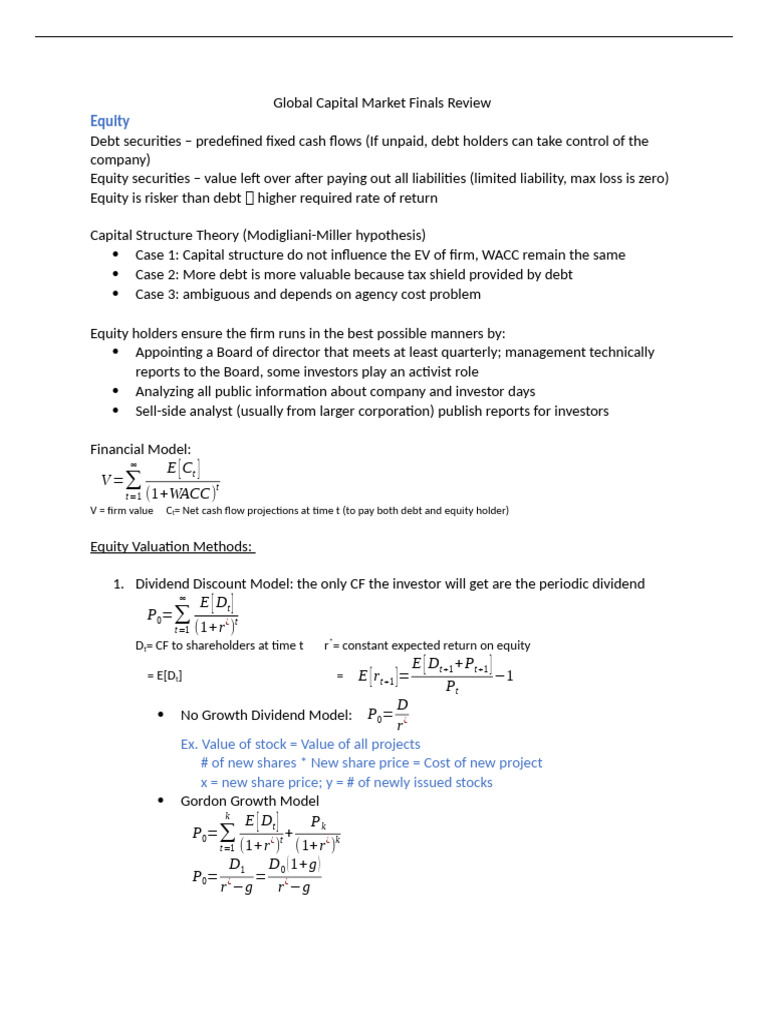 GCP Final Review | PDF | Capital Asset Pricing Model | Equity (Finance)