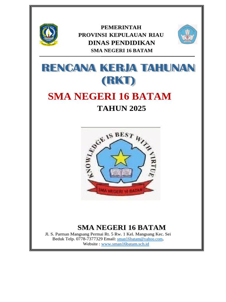 RKT - Sman 16 Batam 2025 .1 | PDF | Bisnis